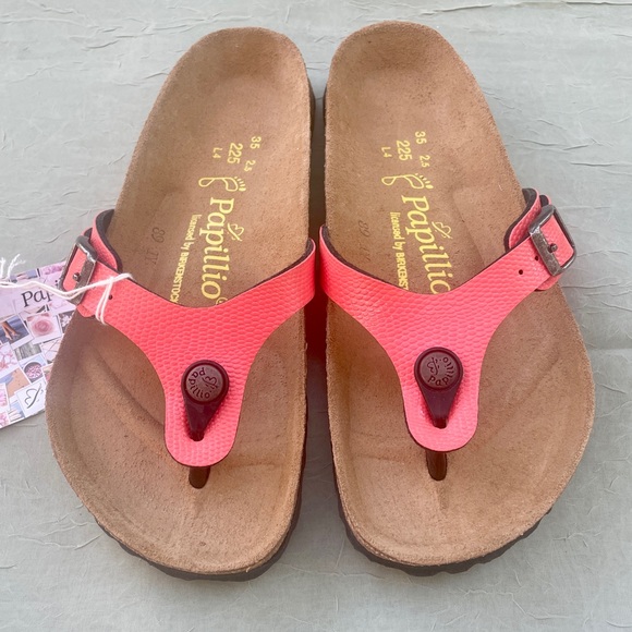 Birkenstock | Shoes | New Birkenstock Papillio Gizeh Turin Coral Orange ...